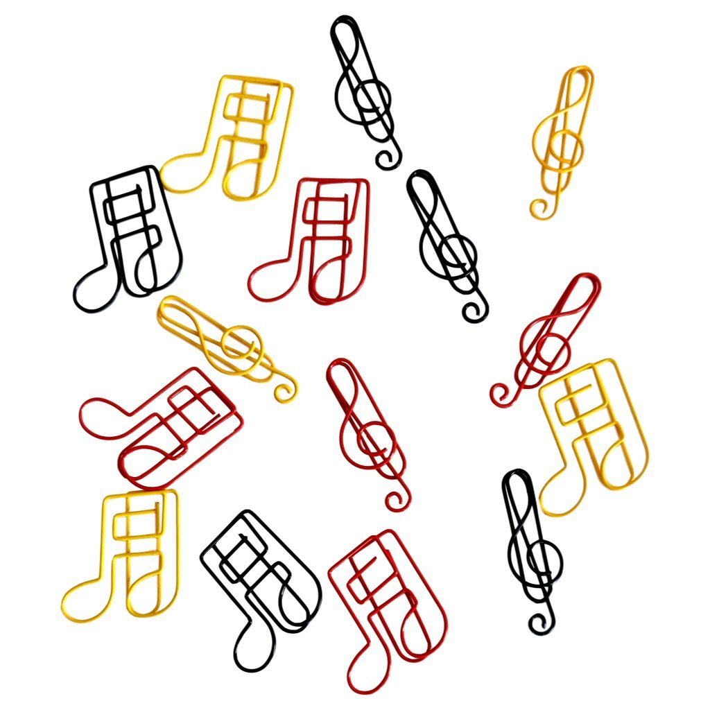 Paper Clips: 15 Treble Clef Shapes - Assorted Colours — Crook and Staple